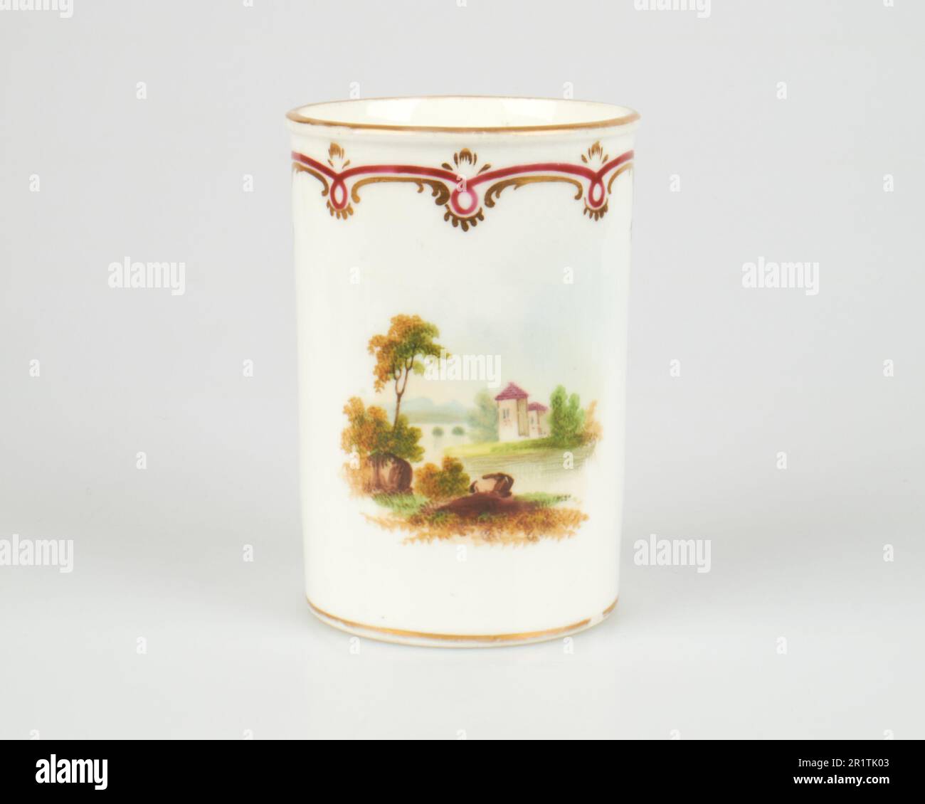Antique 19th century porcelain landscape beaker vase Stock Photo - Alamy
