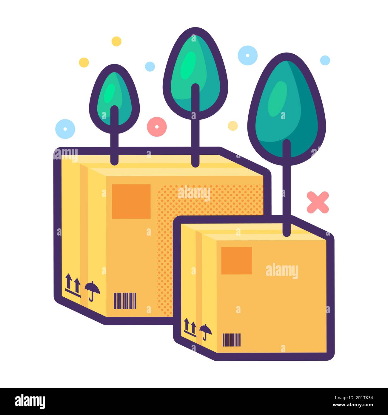 Paper Recycling, Green and Ecology Concept Flat Design. Trees Growing ...