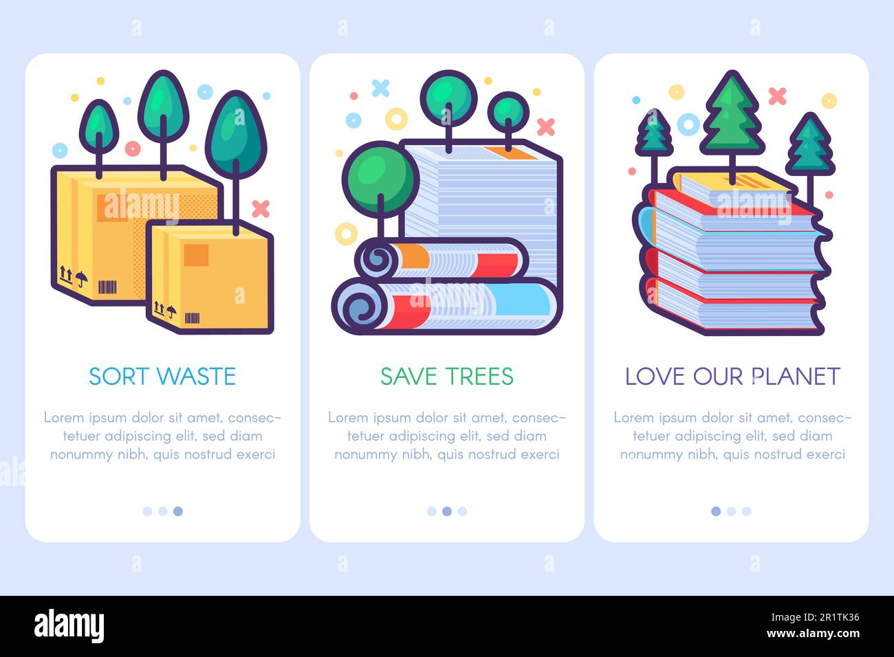 Paper Waste Recycling Set Of Posters. Template Flyers with Copy Space ...