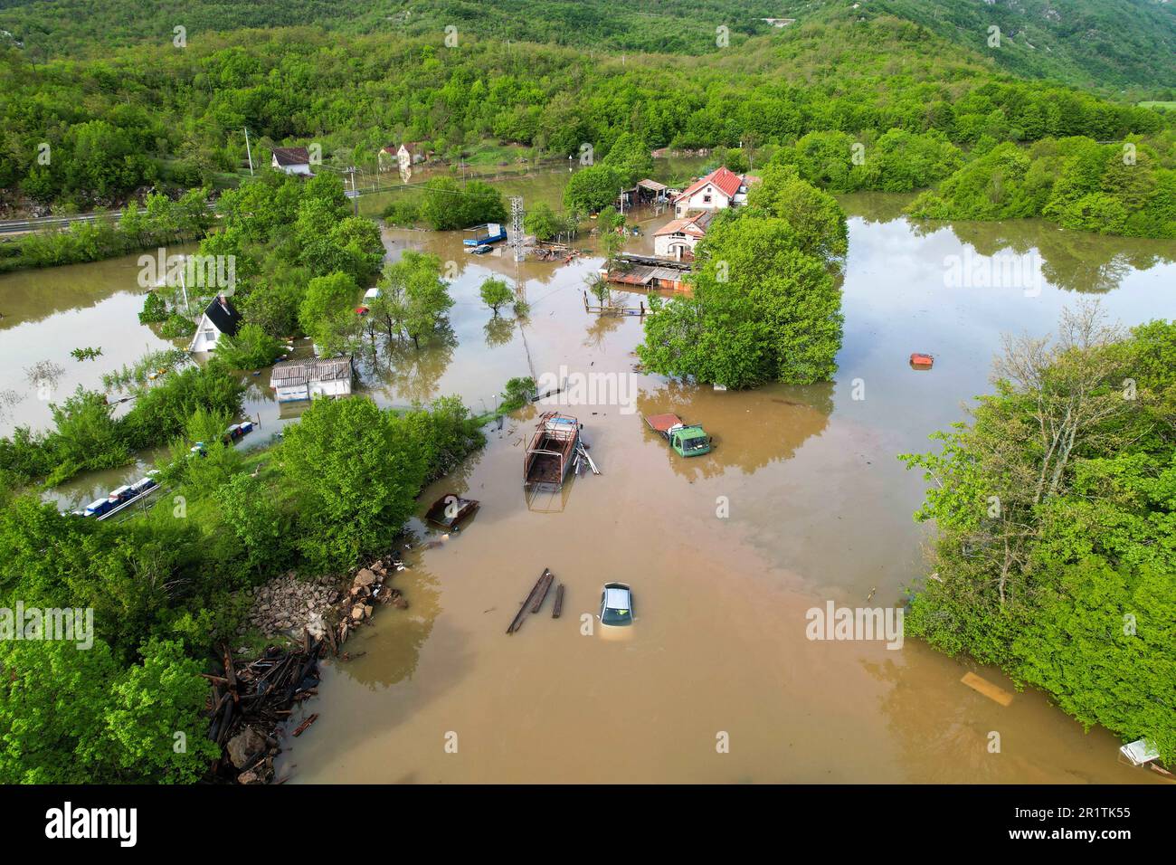 Gracac, Croatia. 15th May, 2023. An aerial view of Gracac town that is ...