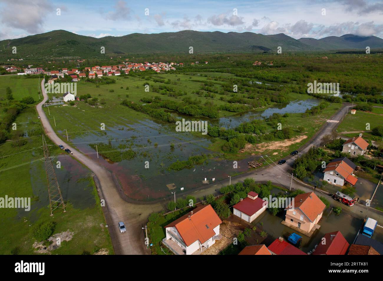 Gracac, Croatia. 15th May, 2023. An aerial view of Gracac town that is ...