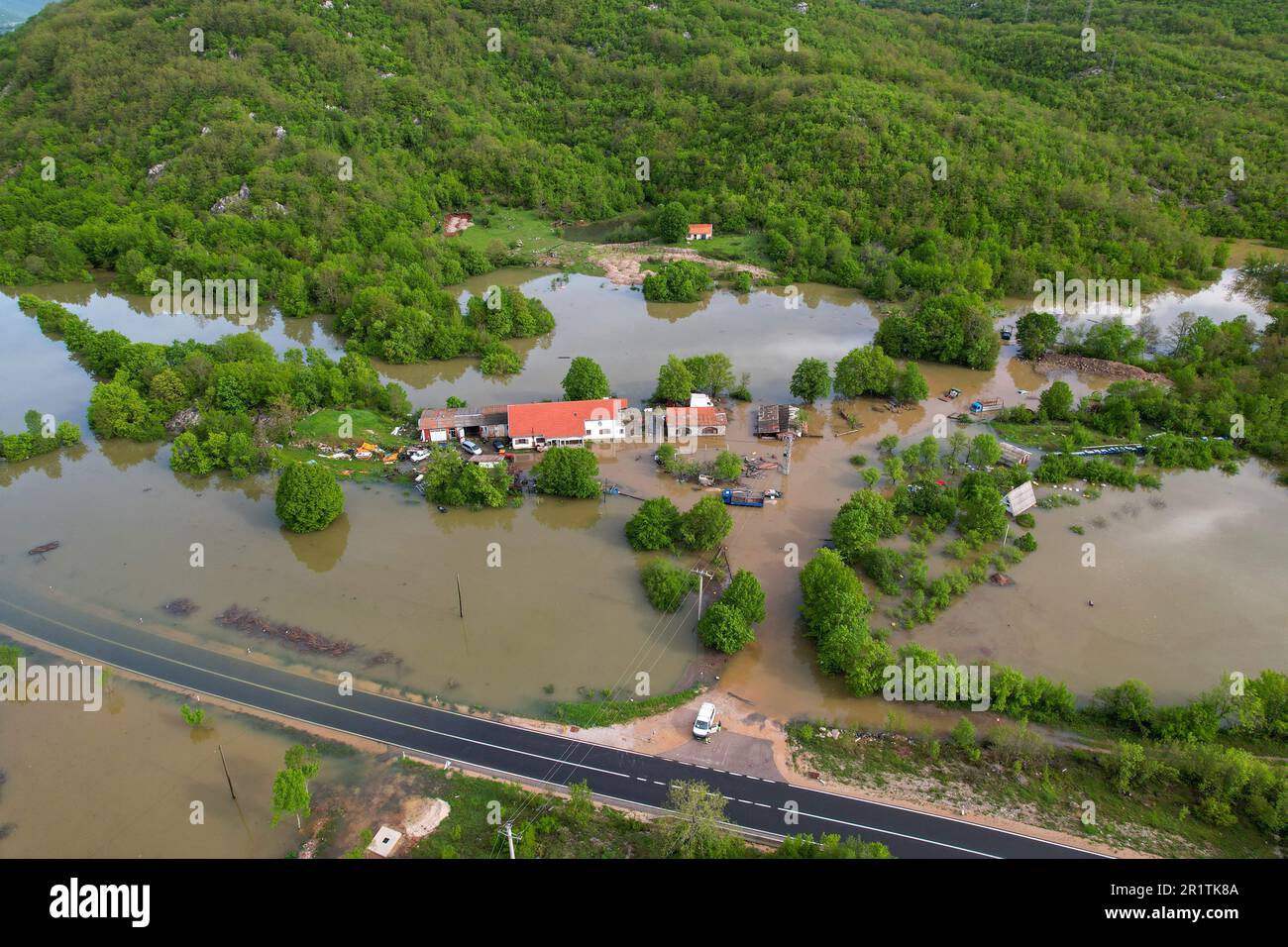 Gracac, Croatia. 15th May, 2023. An aerial view of Gracac town that is ...
