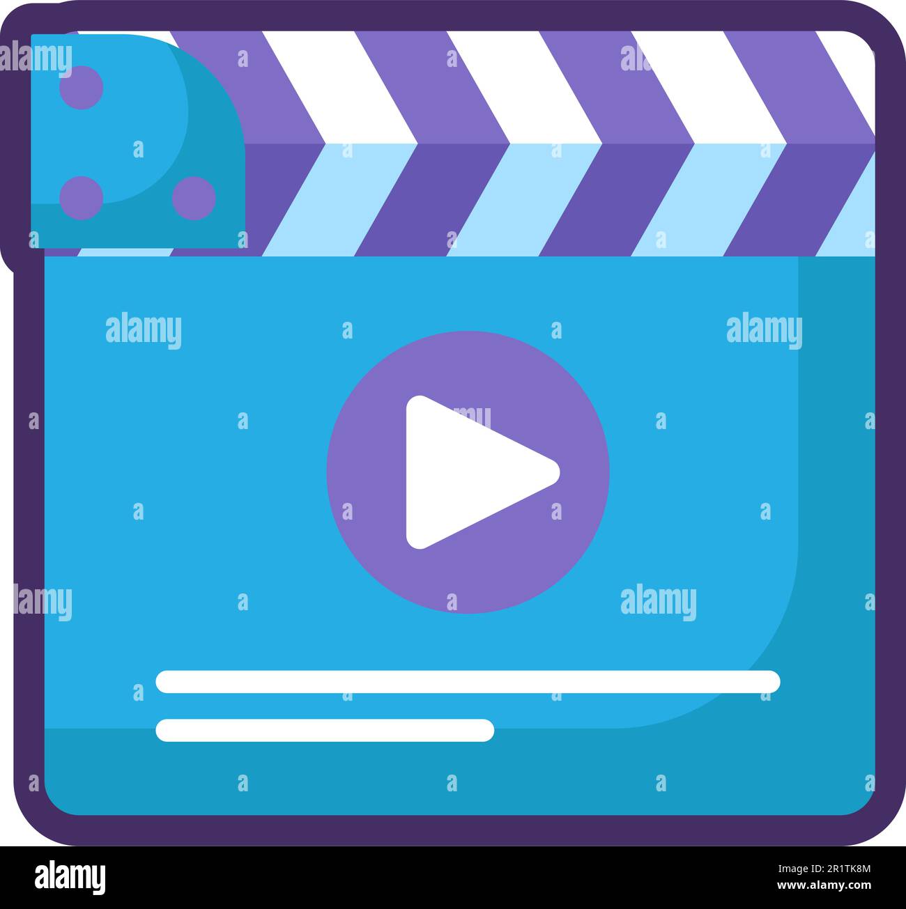 Clapper Board Icon with Media Player Button. Flat Movie Sign Vector ...
