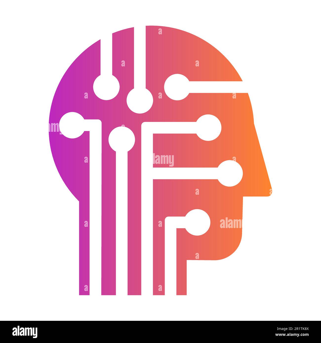 Tech Logo Human Head Curcuit Icon Vector Illustration Isolated, Flat ...