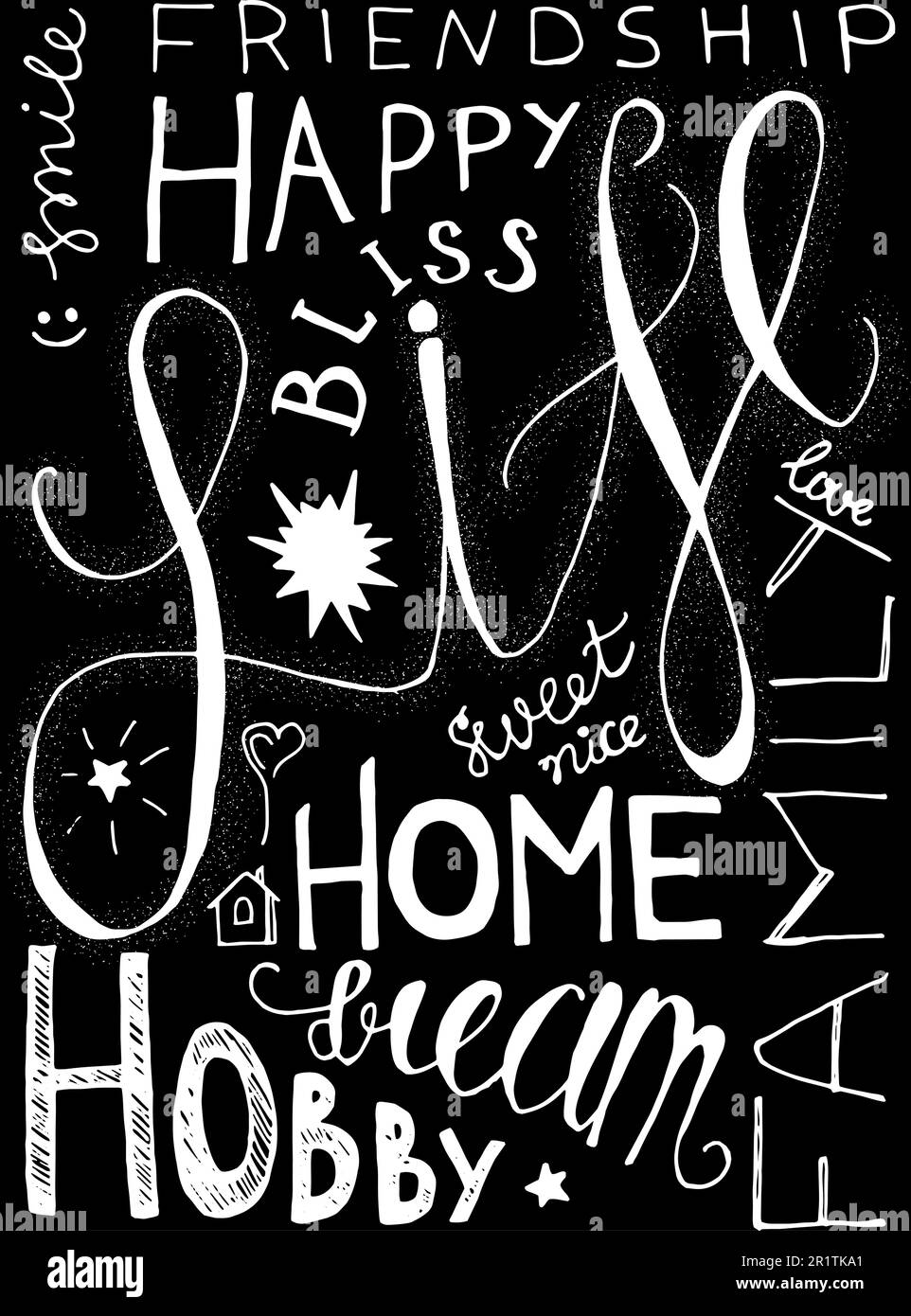 Poster Happy Sweet Life Original Hand Drawn Quote on Chalkboard ...