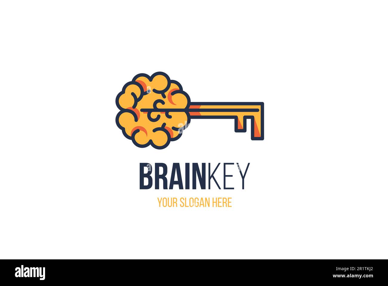 Creative Brain Sign with Key and Slogan Copy Space over White ...