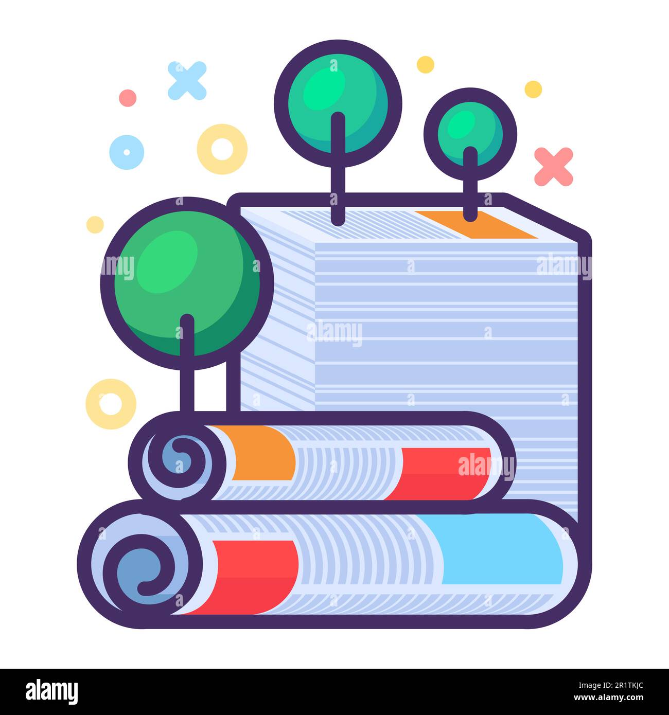 Recycle Paper Waste, Big Newspaper Stack with Trees On Top, Ecology and ...