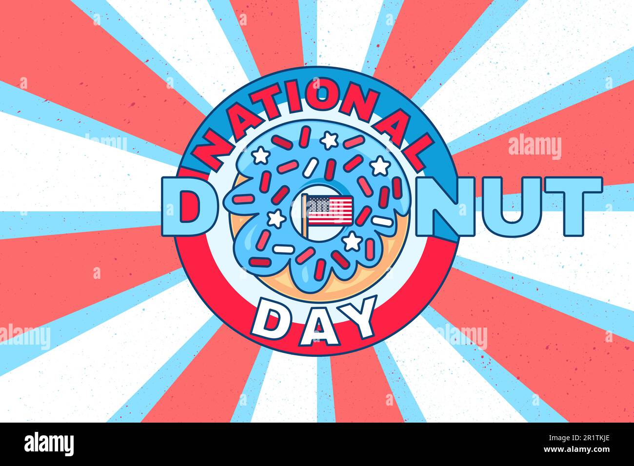 National donut day retro card or background design. Happy doughnut day ...