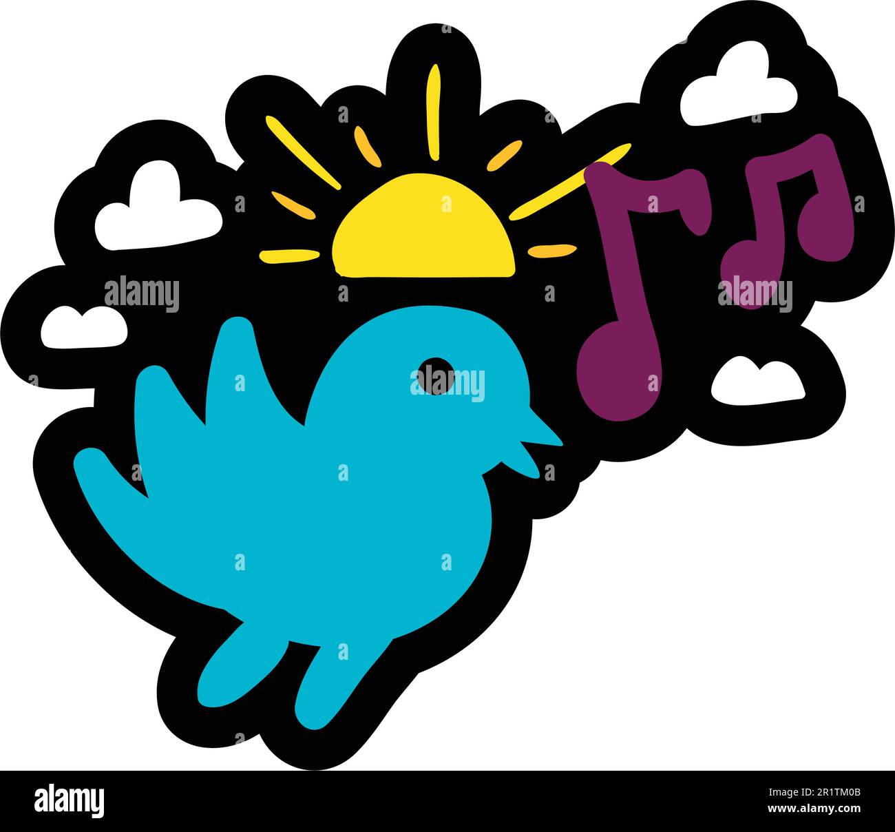 Good morning stitched frame illustration. Wake up sticker, patch. Dash ...