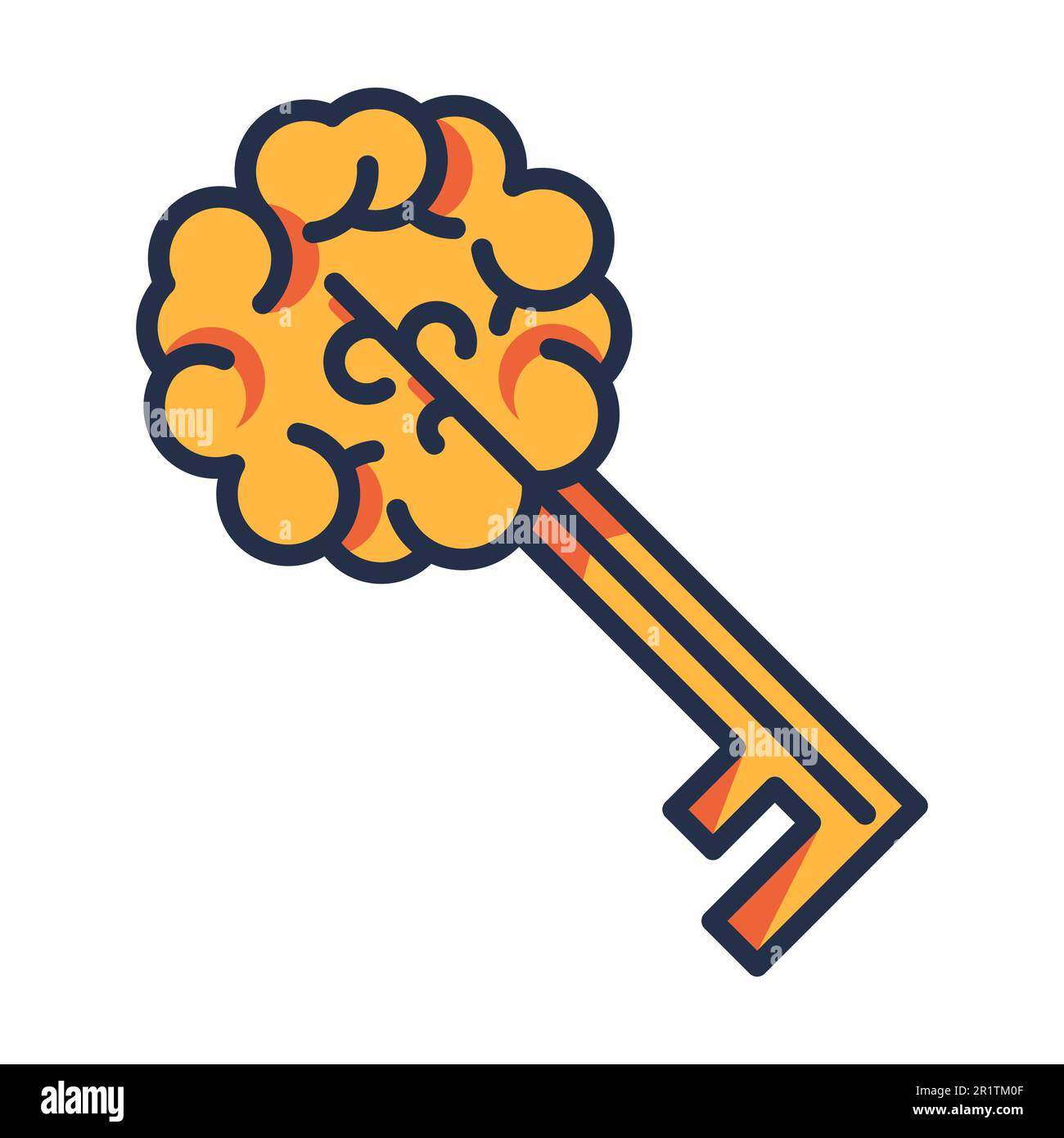 Key Brain Sign Isolated on White Background, Creative Thinking Icon ...