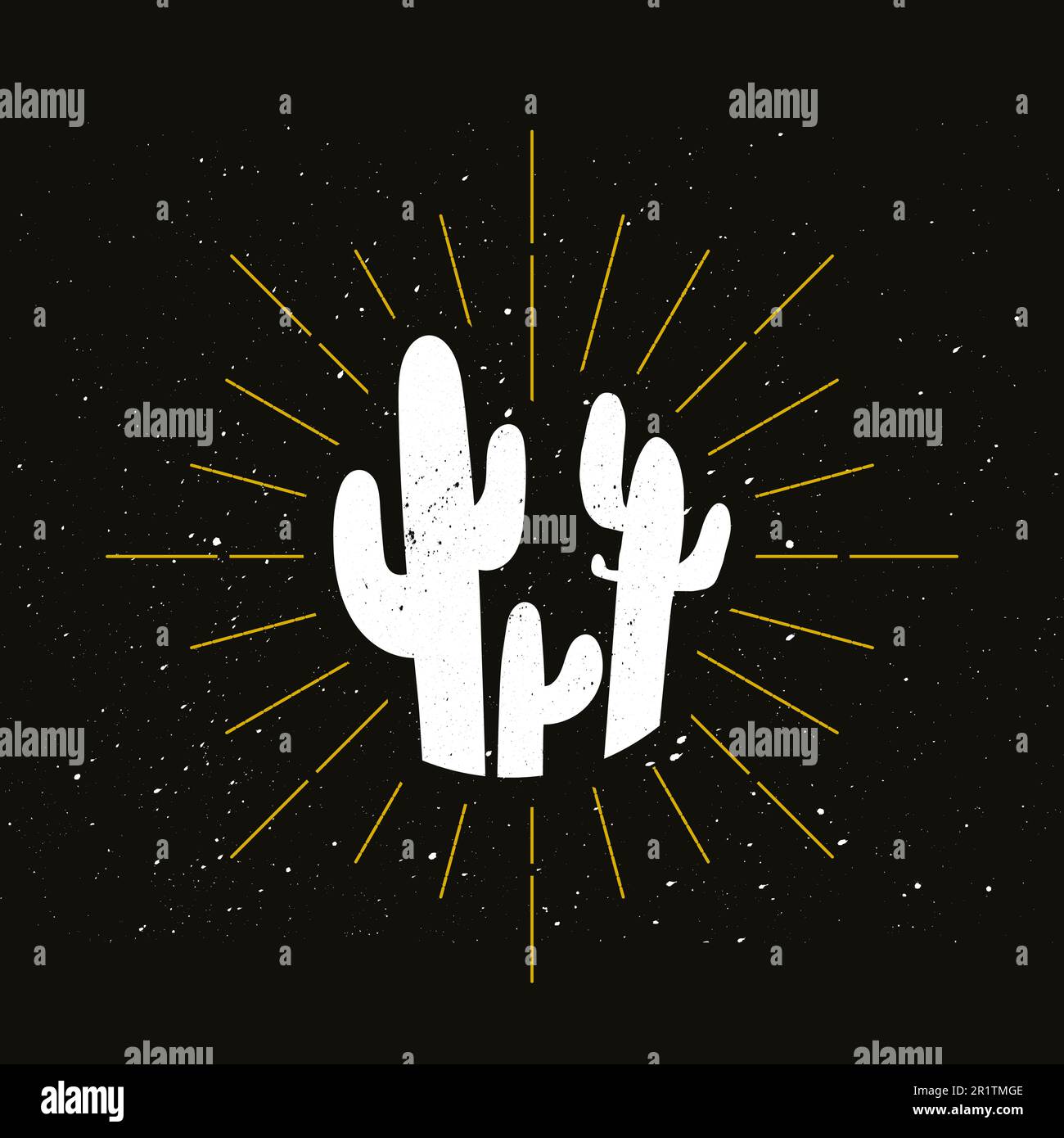 Retro prickly cacti silhouette. Mexican flora, exotic houseplant symbol ...