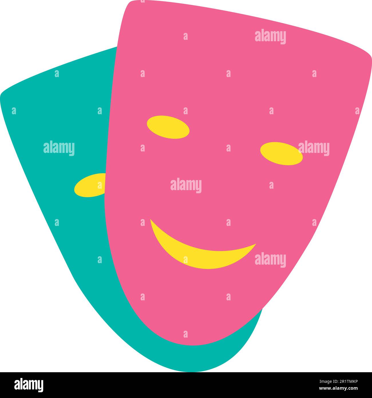 Symbol Comedy and Drama of Theater Two Mask Icon. Design Colorful ...