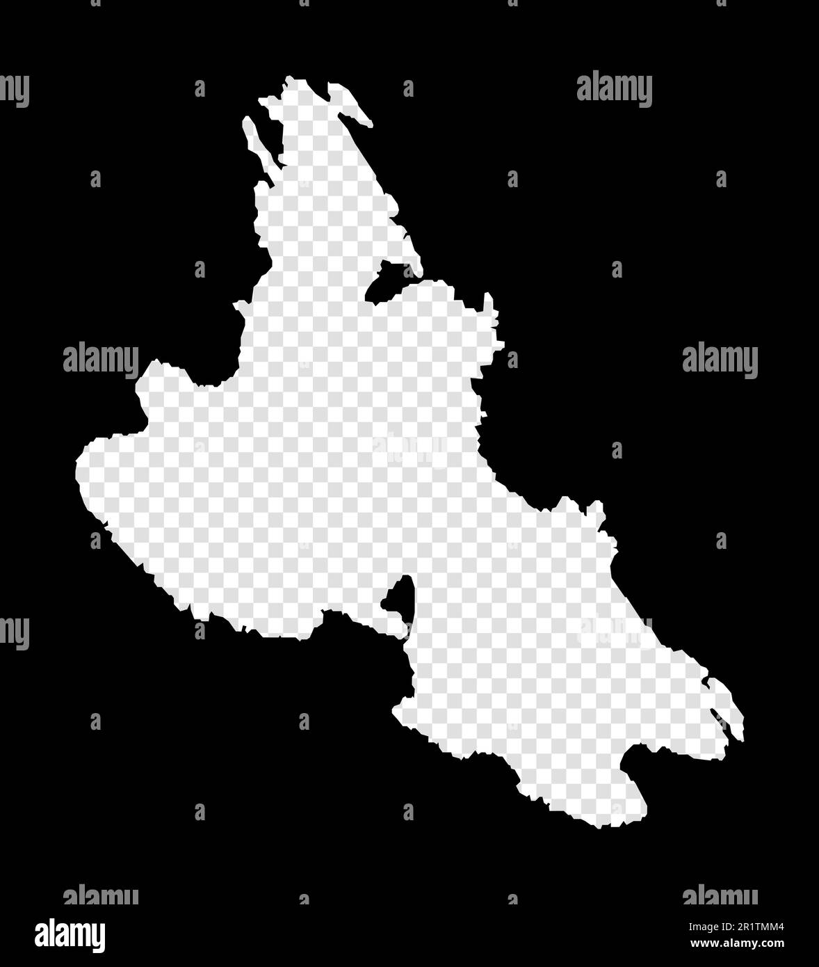 Stencil map of Krk. Simple and minimal transparent map of Krk. Black rectangle with cut shape of ...