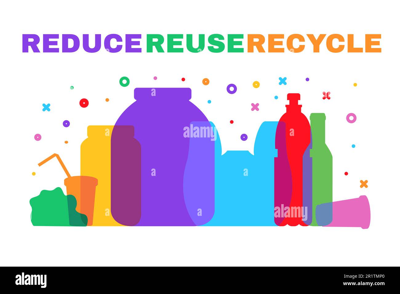 Reduce Plastic Waste and Sort Garbage Poster Flat Design Vector ...