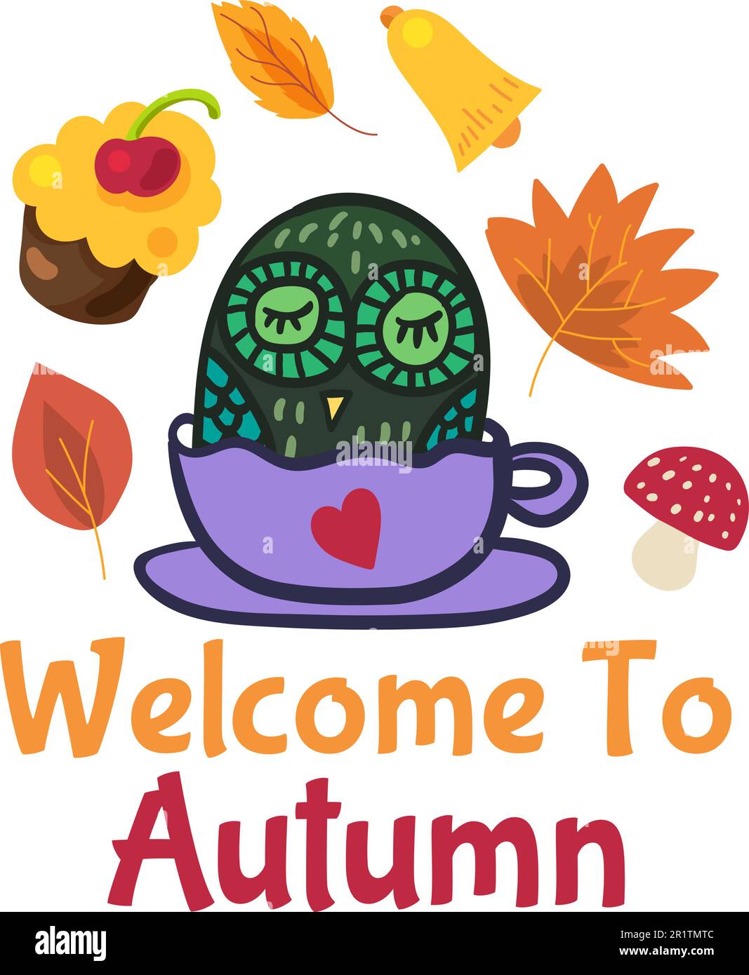 Welcome to autumn cute seasonal sticker design. Funny badge with ...
