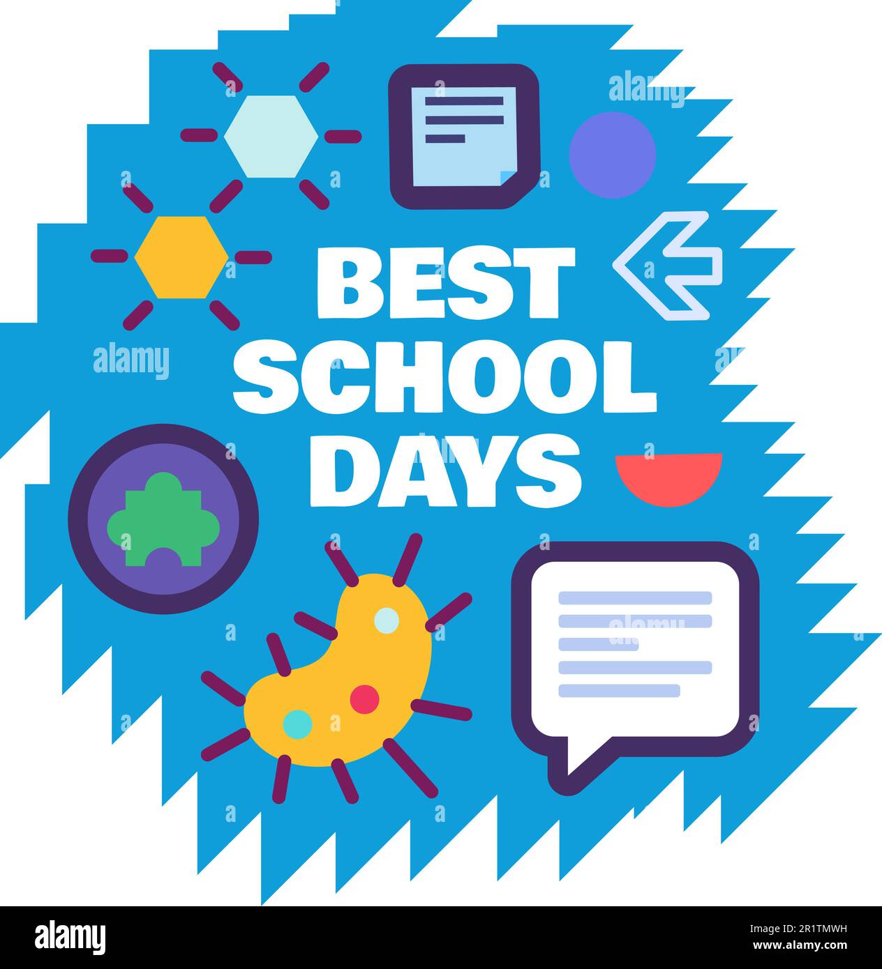 Best school days creative sticker isolated on white background. School ...