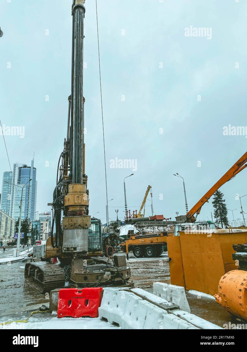 construction of a new bridge in the city center. the accumulation of ...