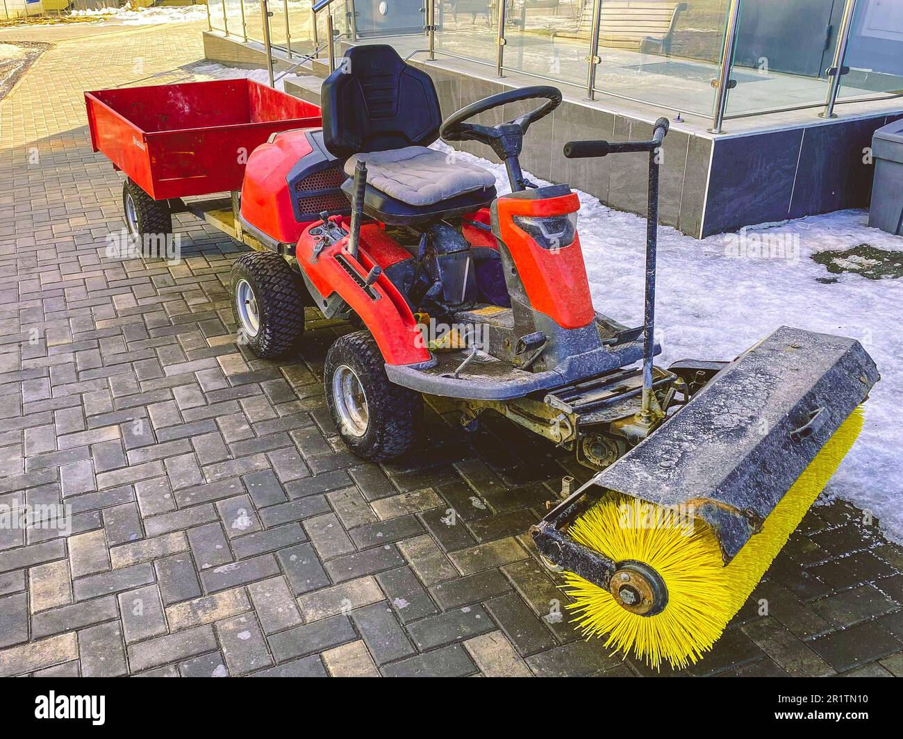 construction equipment on site. construction of houses. cleaning the ...