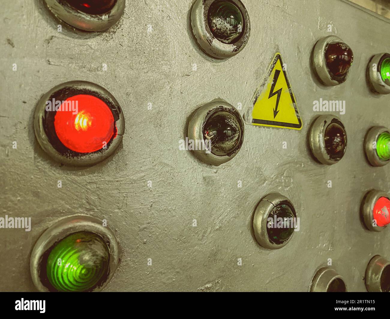 control buttons on the electrical panel. the power indicators glow red ...