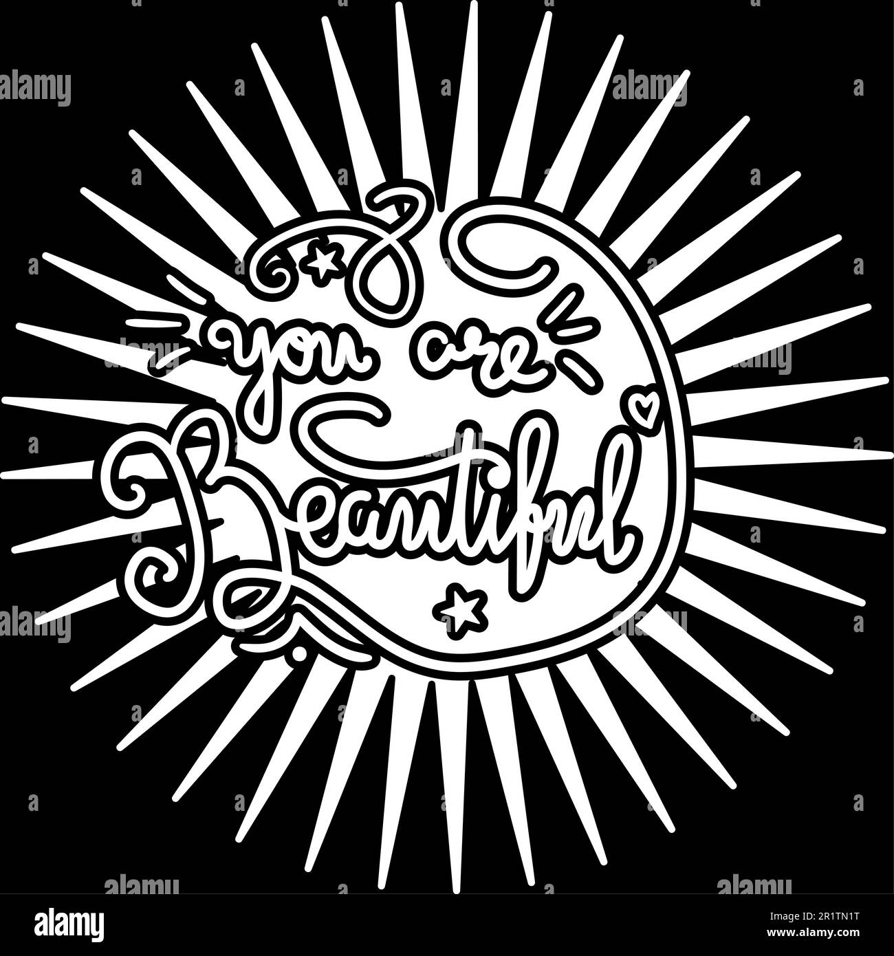 Positive Poster You Beautiful Hand Drawn Quote on Chalkboard Background ...