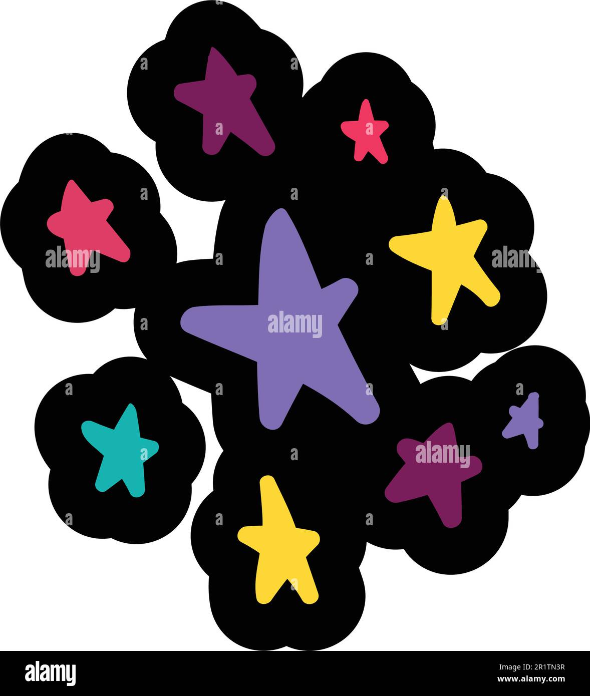 Stars stitched frame illustration. Good night sticker, patch. Dash line ...