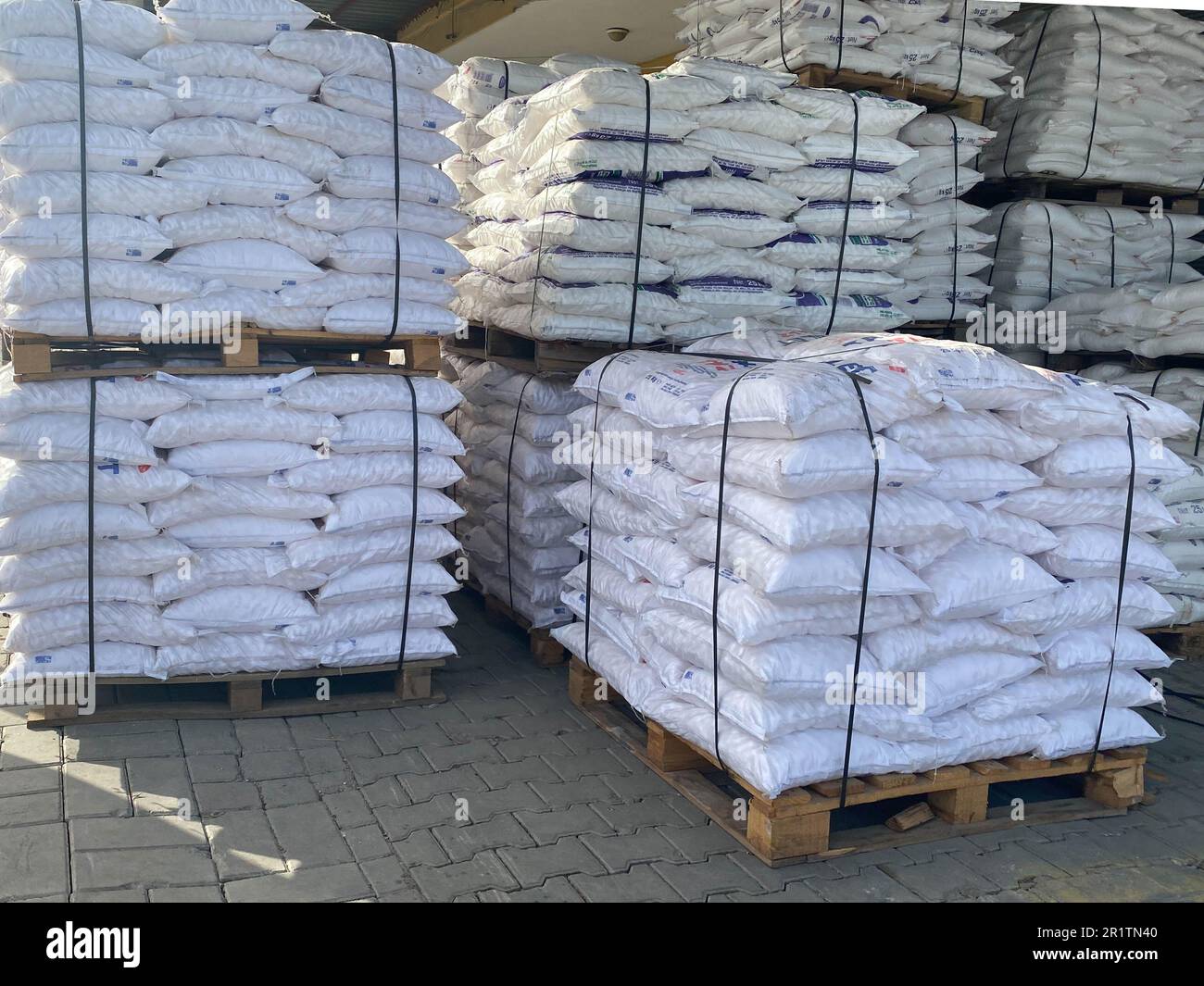 White polypropylene large bags with building materials or bulk ...