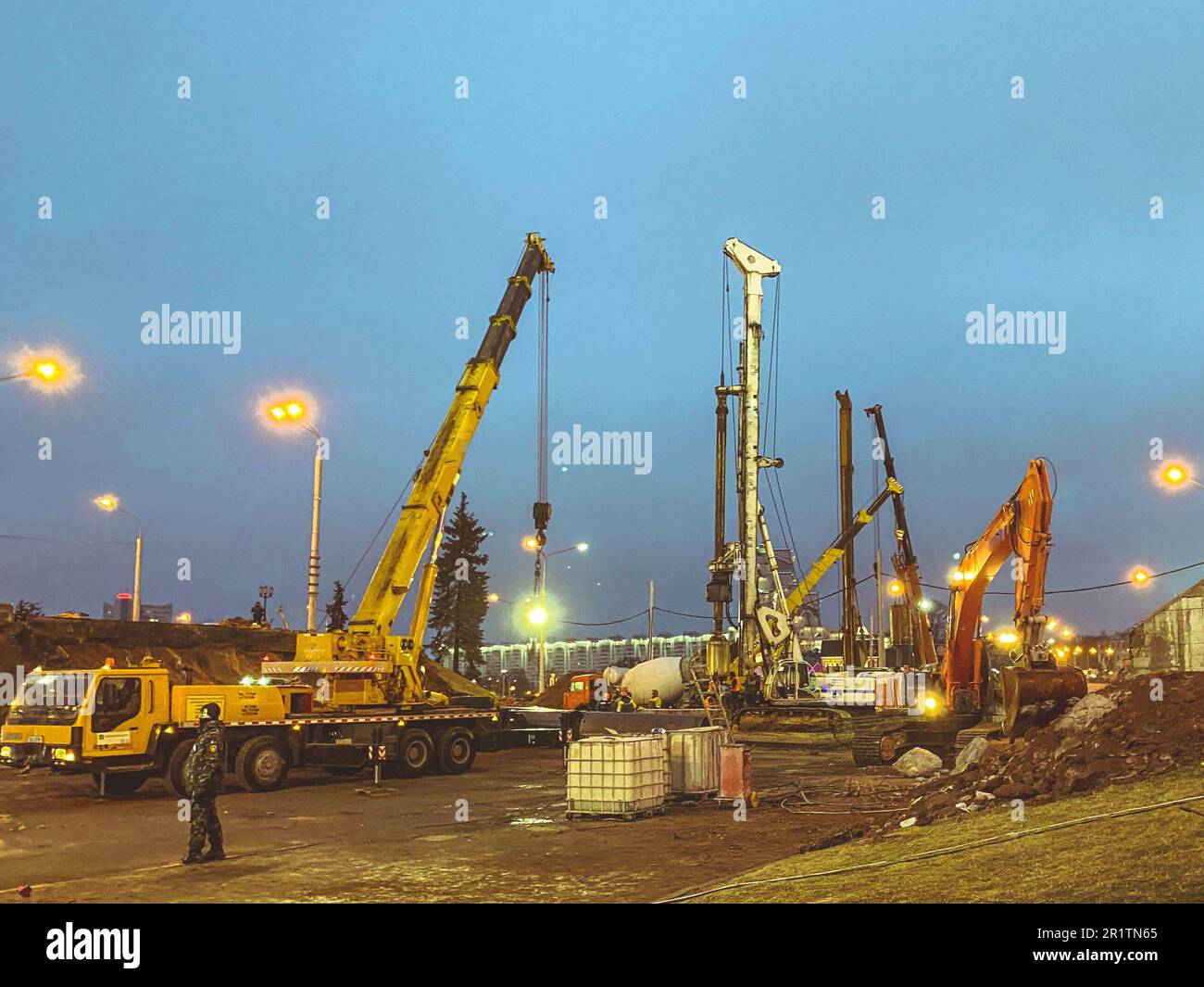 Crane lifting block to build bridge hi-res stock photography and images ...