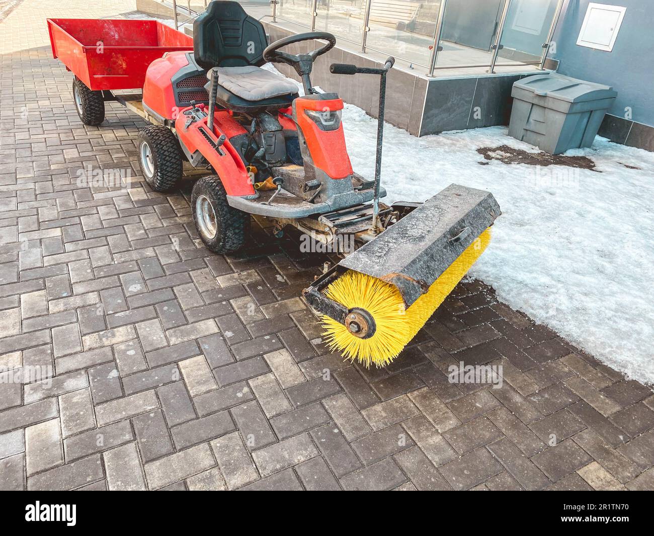 construction equipment on site. construction of houses. cleaning the ...