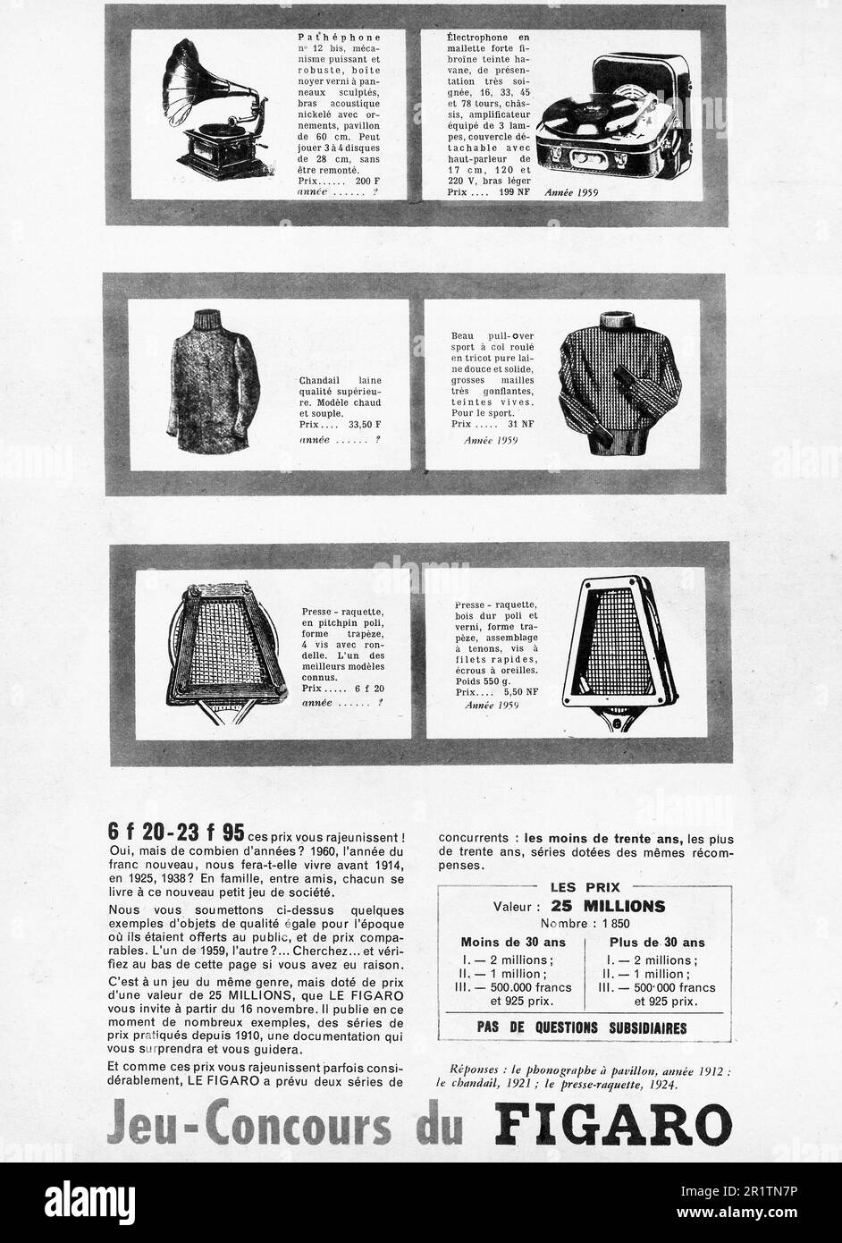 Jeu-concours de Figaro, Figaro prize contest French print ad, 1959 ...