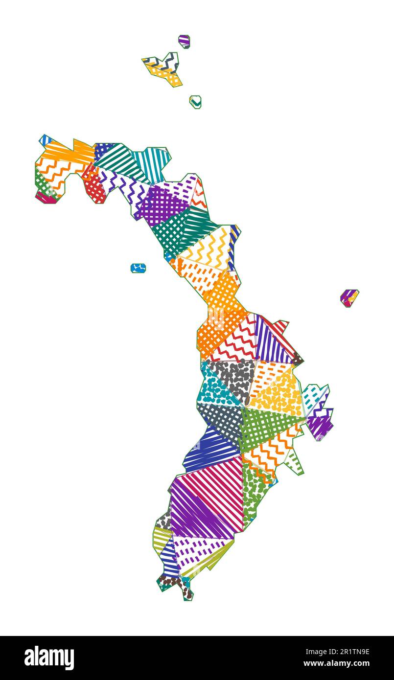 Kid style map of Lord Howe Island. Hand drawn polygons in the shape of ...