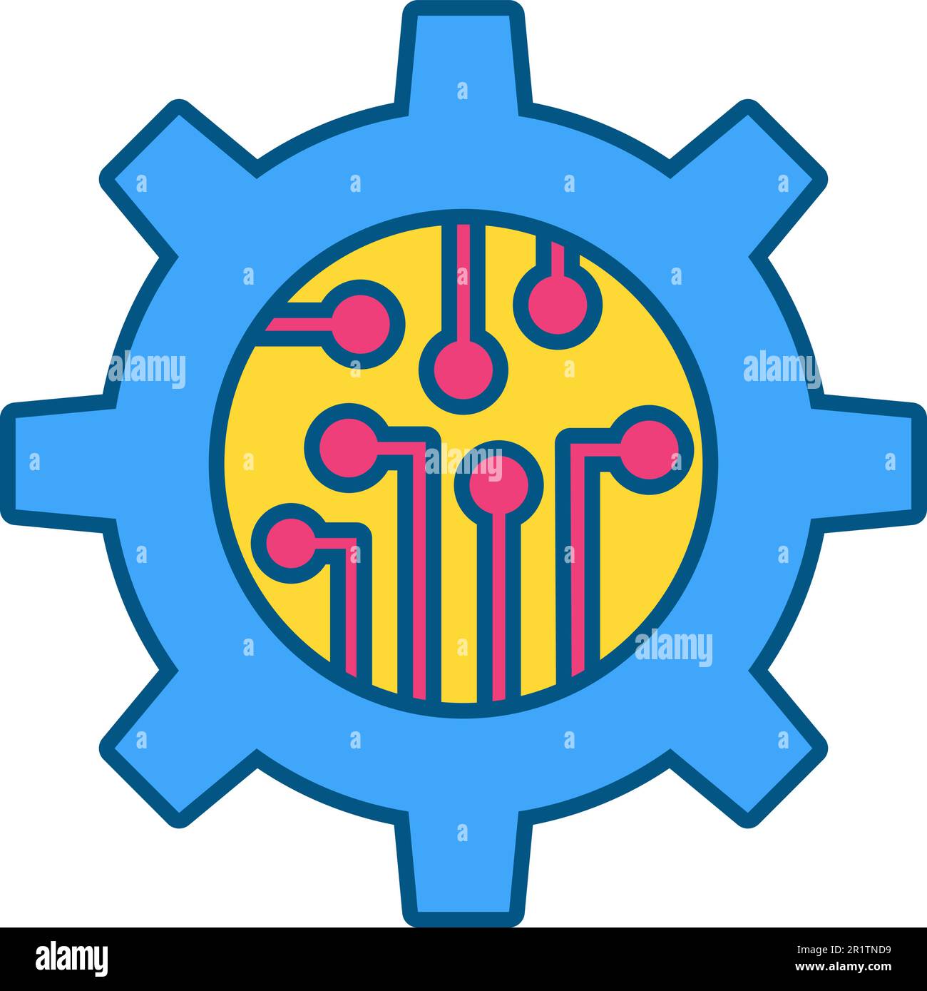 Settings Icon with Gear Option Sign Flat Vector Illustration. Technical ...