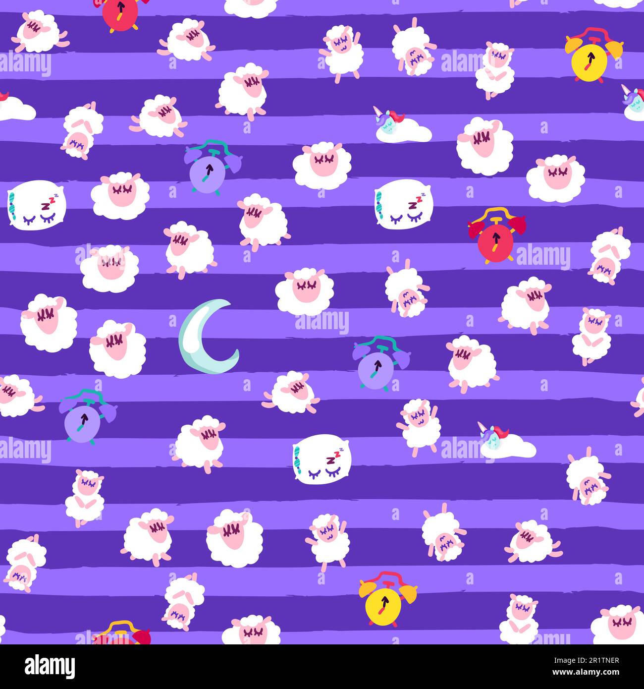 Night rest, bedtime vector seamless pattern. Wallpaper with cute ...