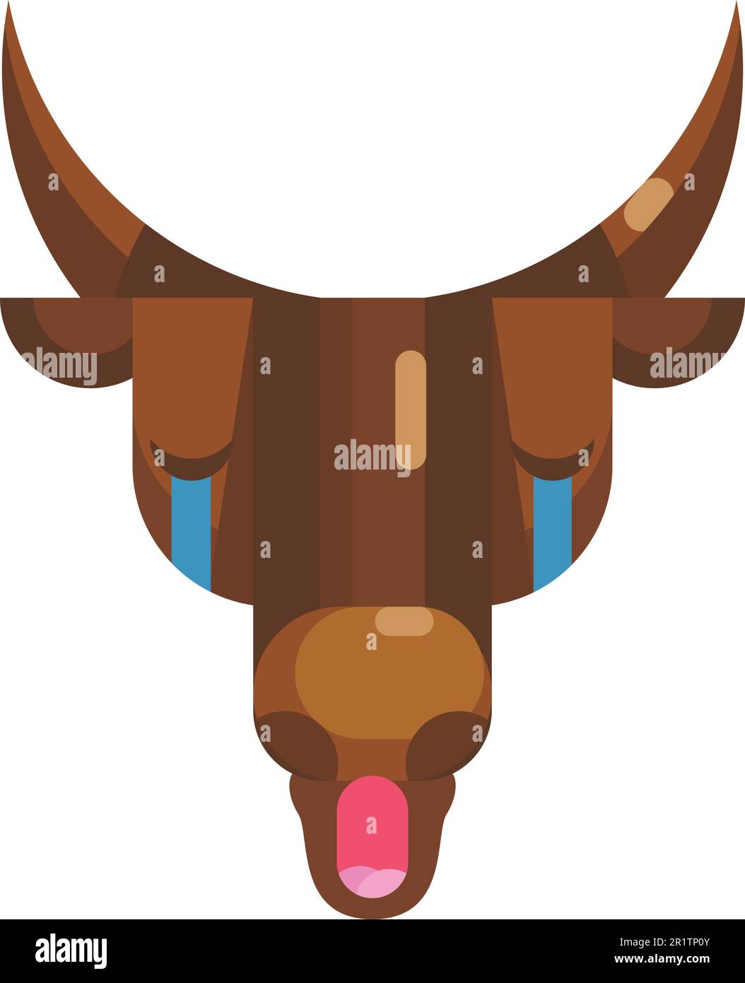 Crying bull face emoji, cow in tears icon isolated emotion sign. Comic ...