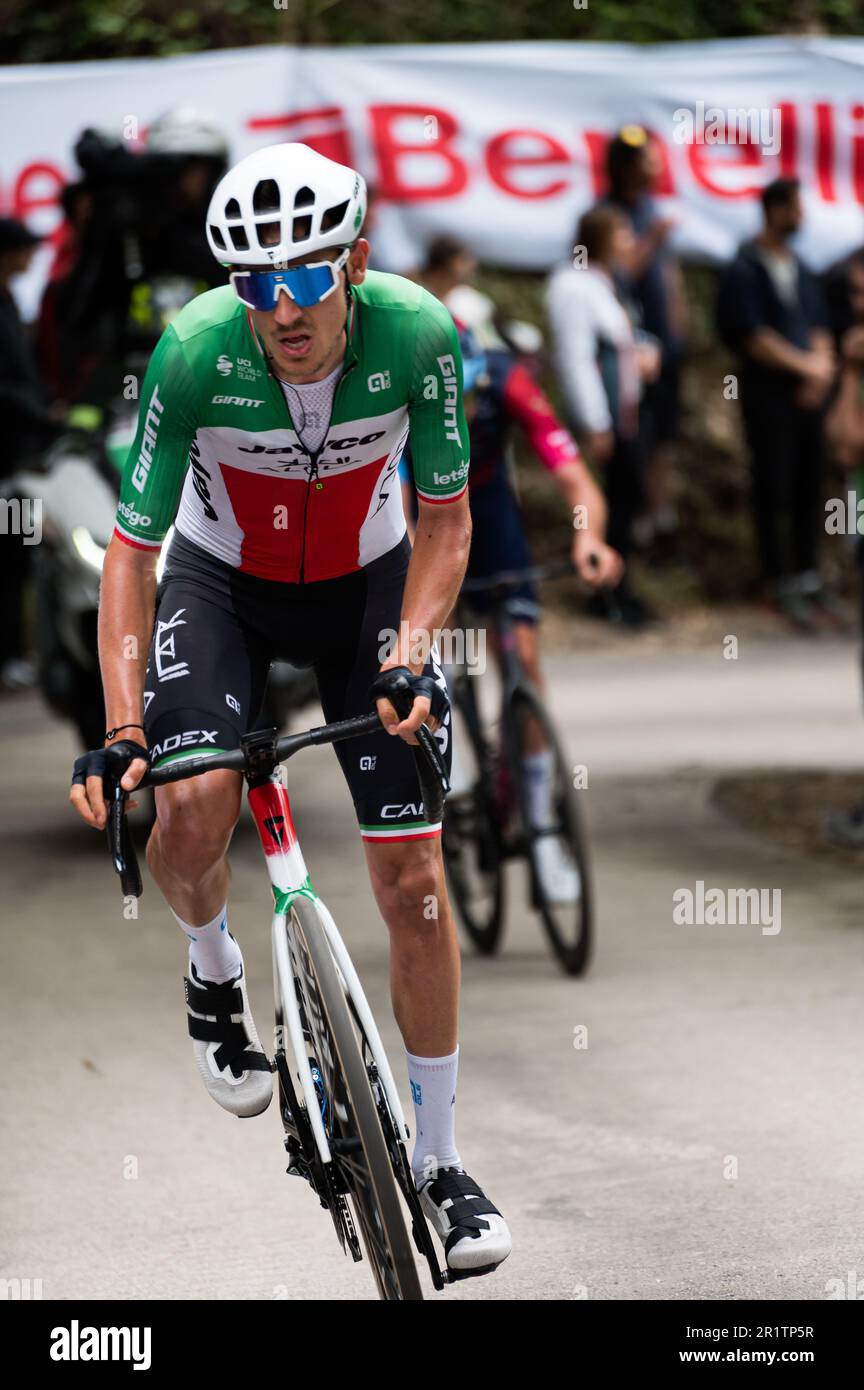 Italy, May 13, 2023: professional cyclists face the eighth stage of the ...