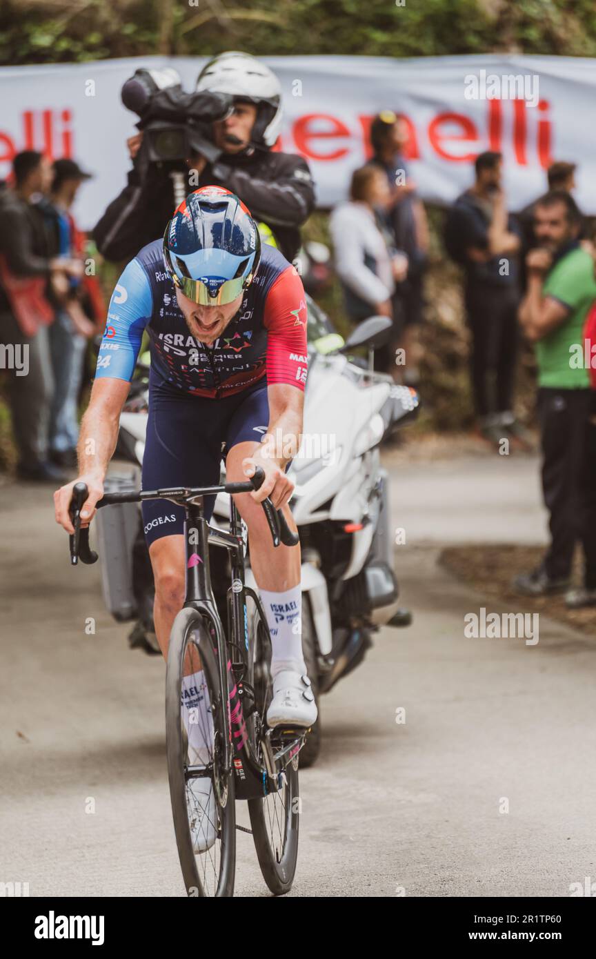 Italy, May 13, 2023: professional cyclists face the eighth stage of the ...