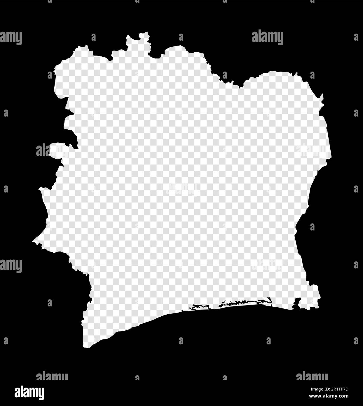 Stencil map of Ivory Coast. Simple and minimal transparent map of Ivory ...