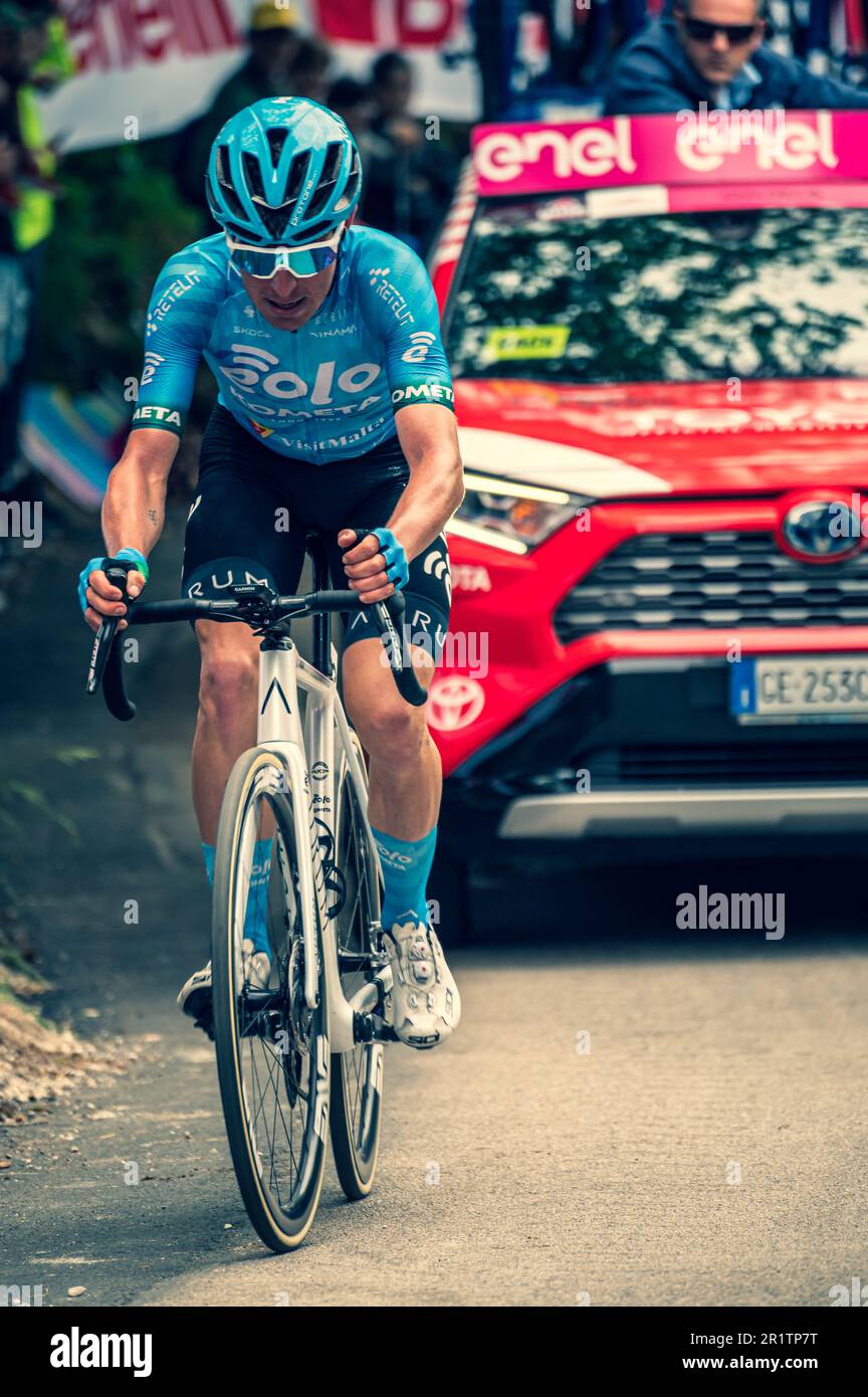 Italy, May 13, 2023: professional cyclists face the eighth stage of the ...