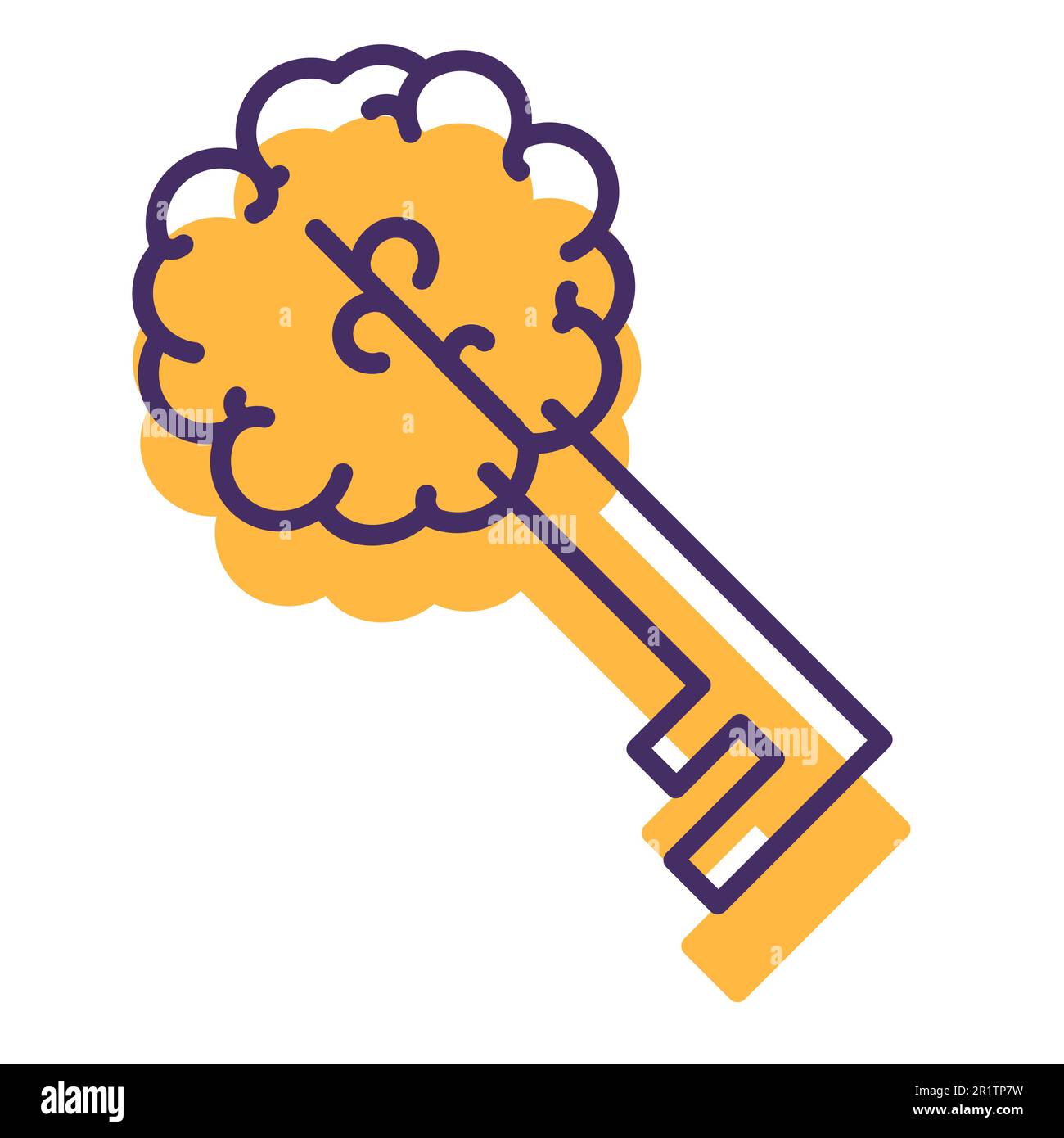 Key Brain Sign Isolated on White Background, Creative Thinking Icon ...