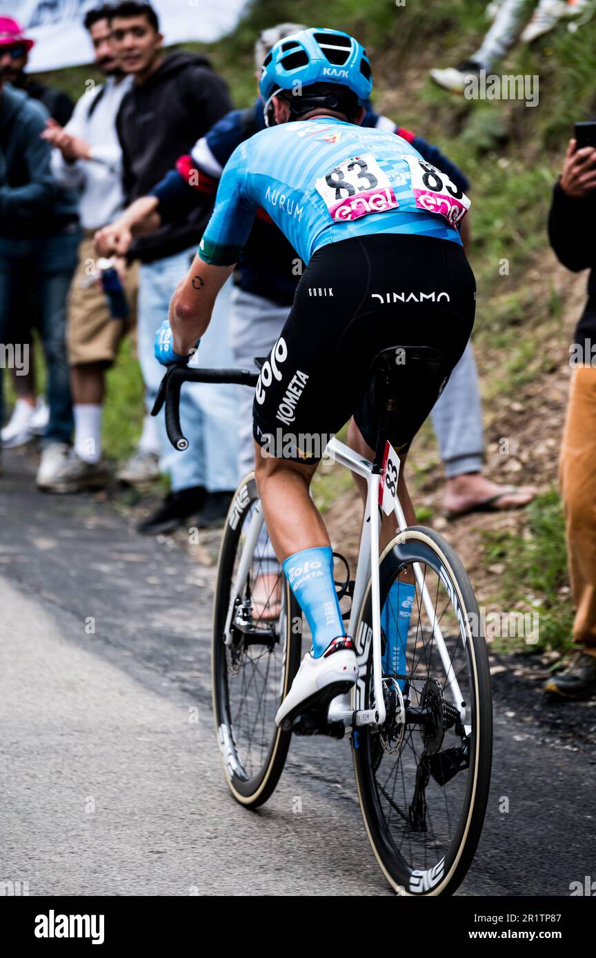 Italy, May 13, 2023: professional cyclists face the eighth stage of the ...
