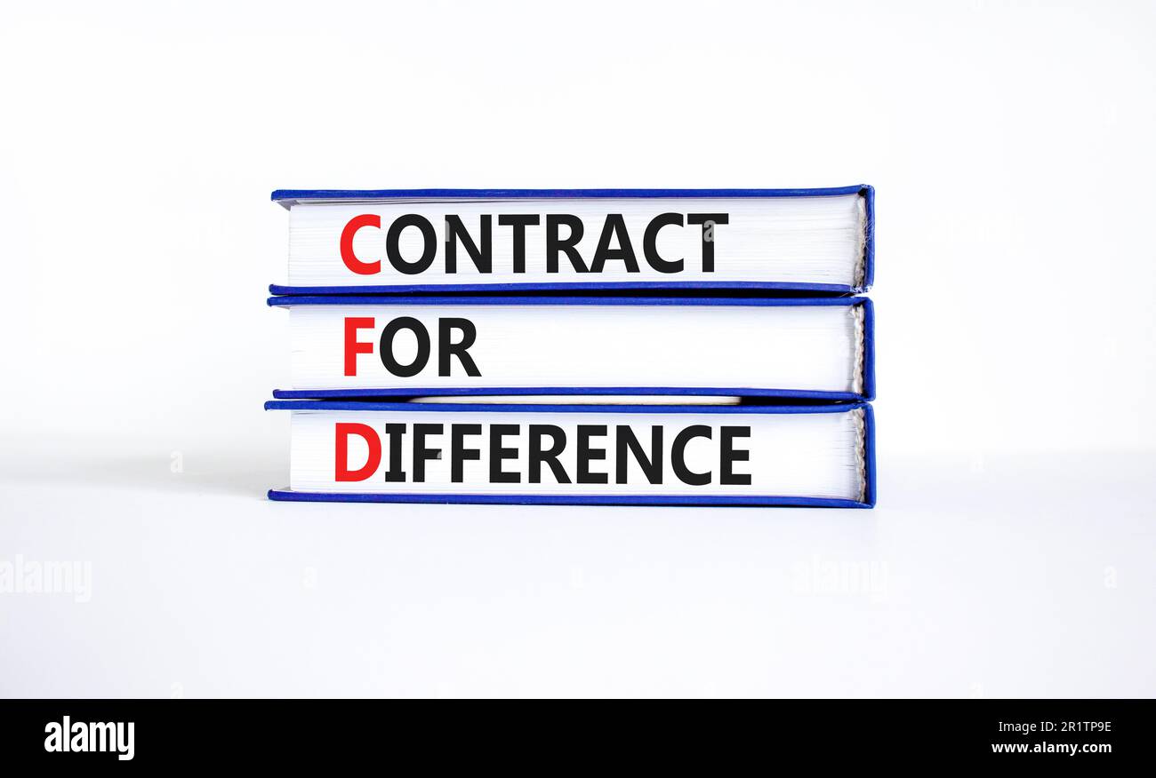 CFD symbol. Concept words CFD contract of difference on beautiful books ... CFD symbol. Concept words CFD contract of difference on beautiful books ...