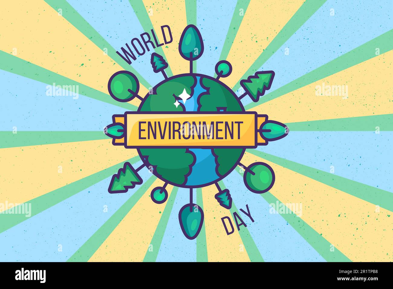 World environment day poster background or card design. Retro style ...