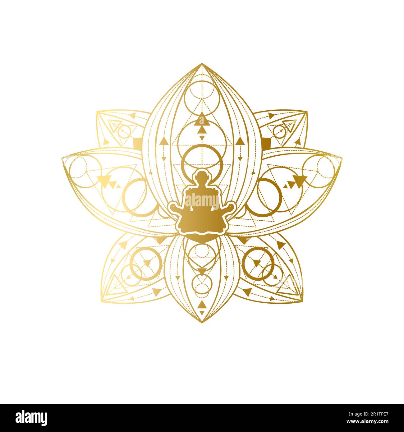 Yoga and Meditation Label Design, Female Silhouette in Golden Lotus ...