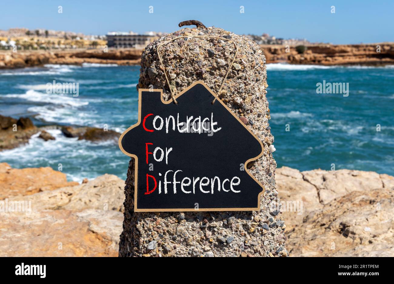 CFD symbol. Concept words CFD contract of difference on beautiful black ...