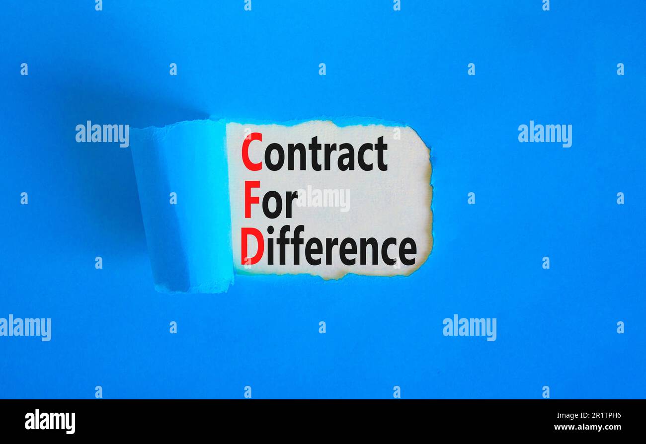 CFD symbol. Concept words CFD contract of difference on beautiful white ...