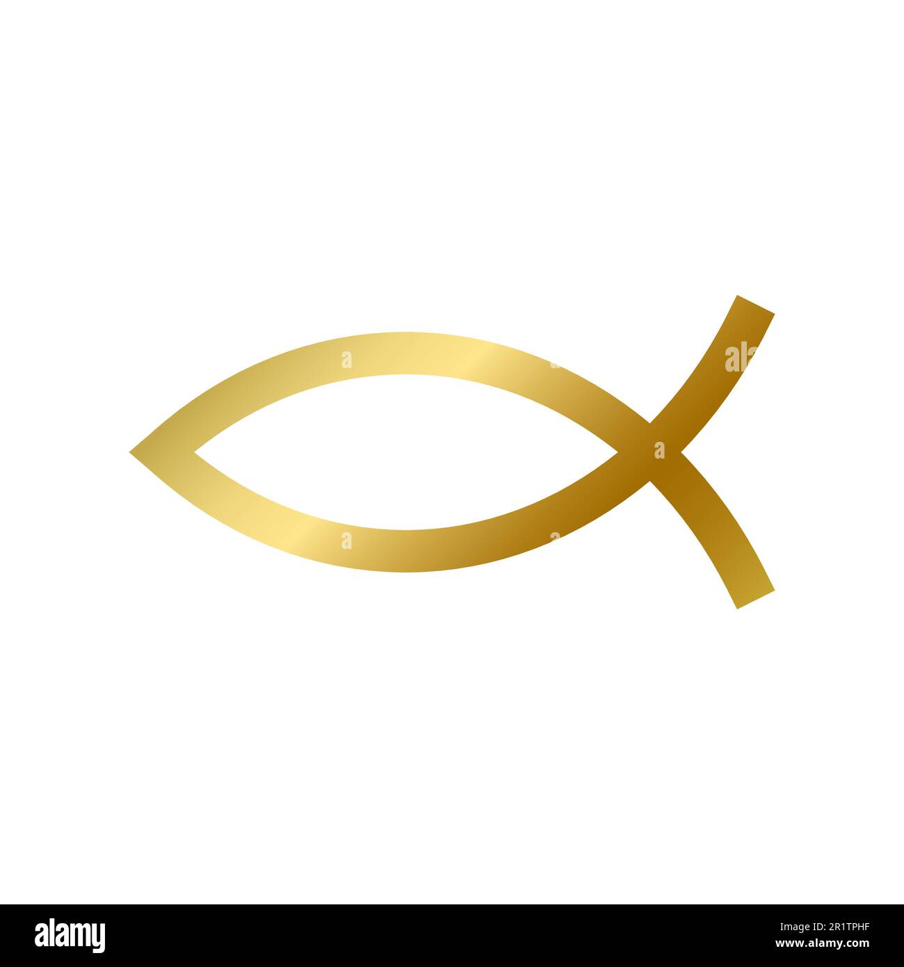 Ichthys fish symbol isolated. Christian sacred religious golden sign on ...