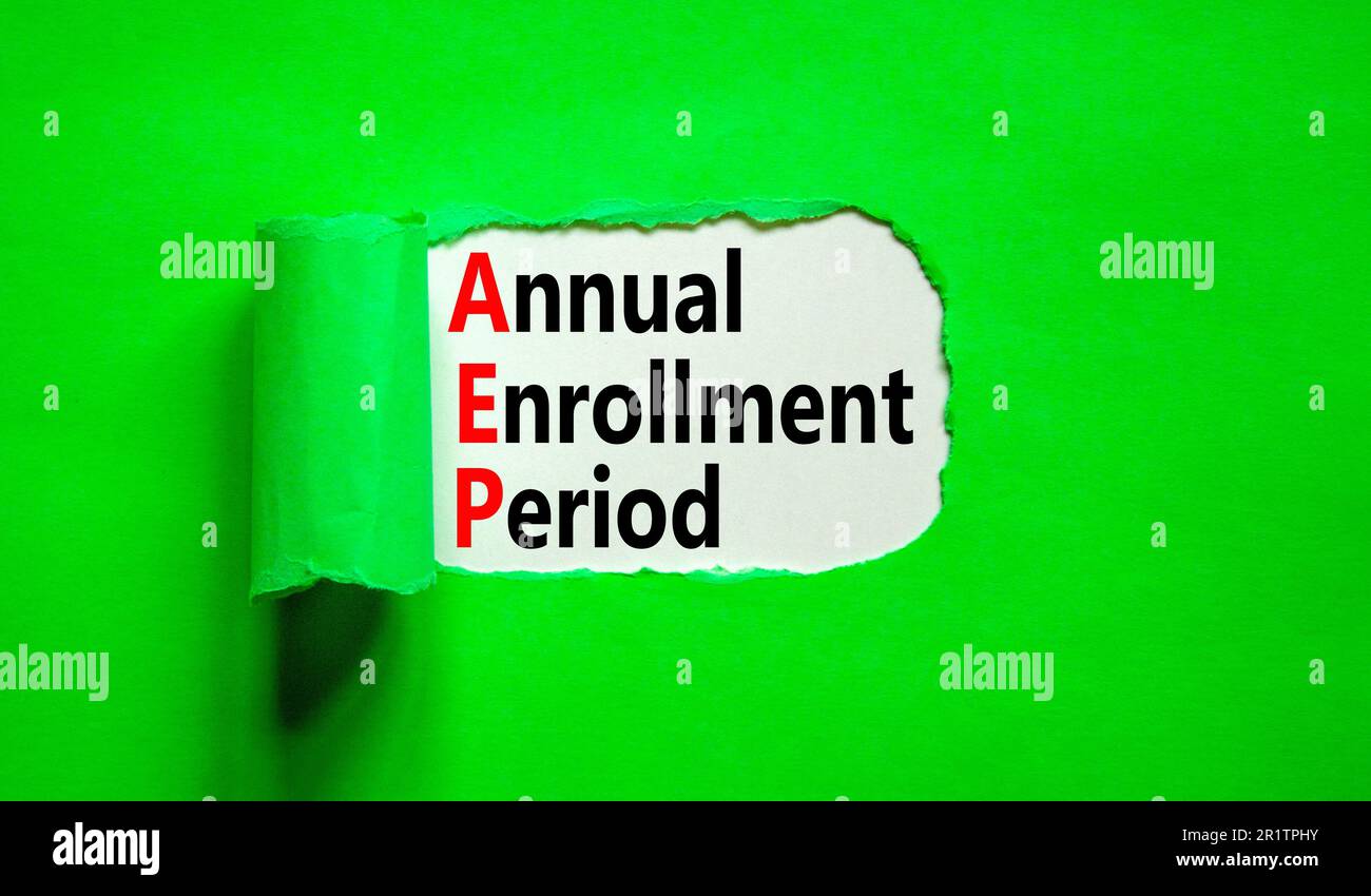 AEP symbol. Concept words AEP Annual enrollment period on beautiful ...