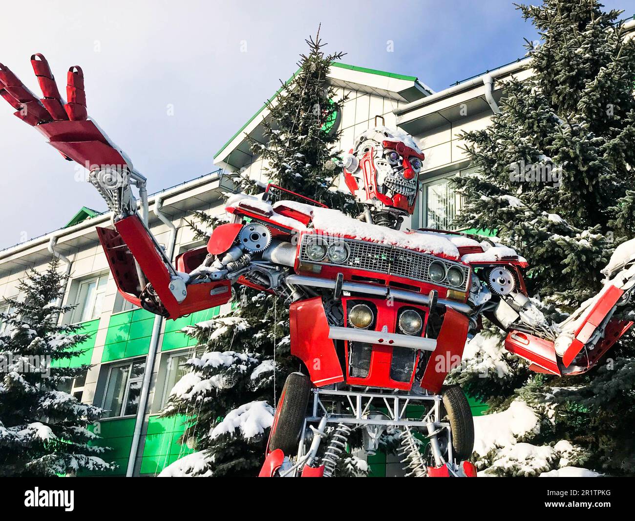 Red iron metal big strong dangerous fantastic, futuristic humanoid ...