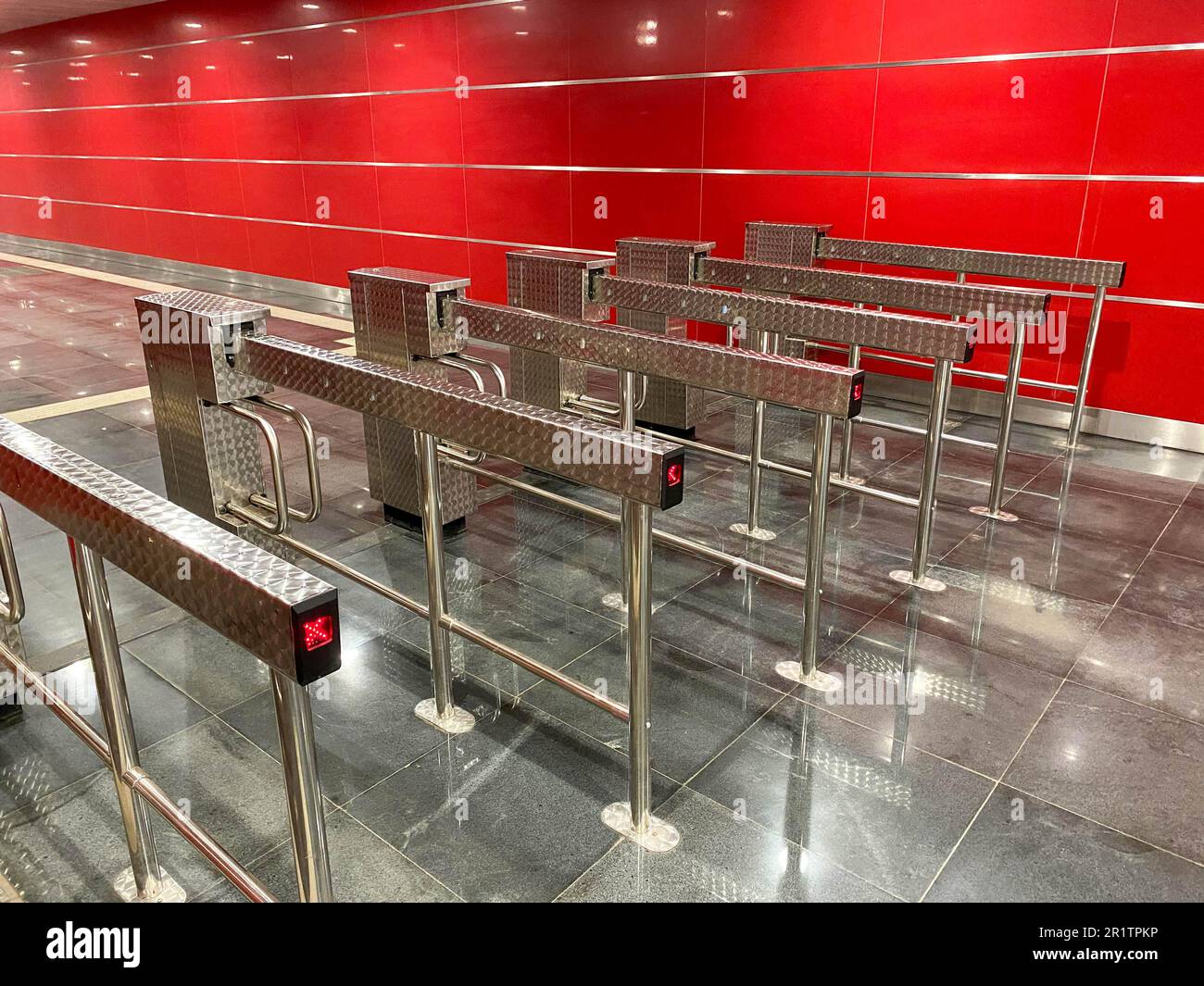 Automatic barriers for control people entered in railway station or in ...