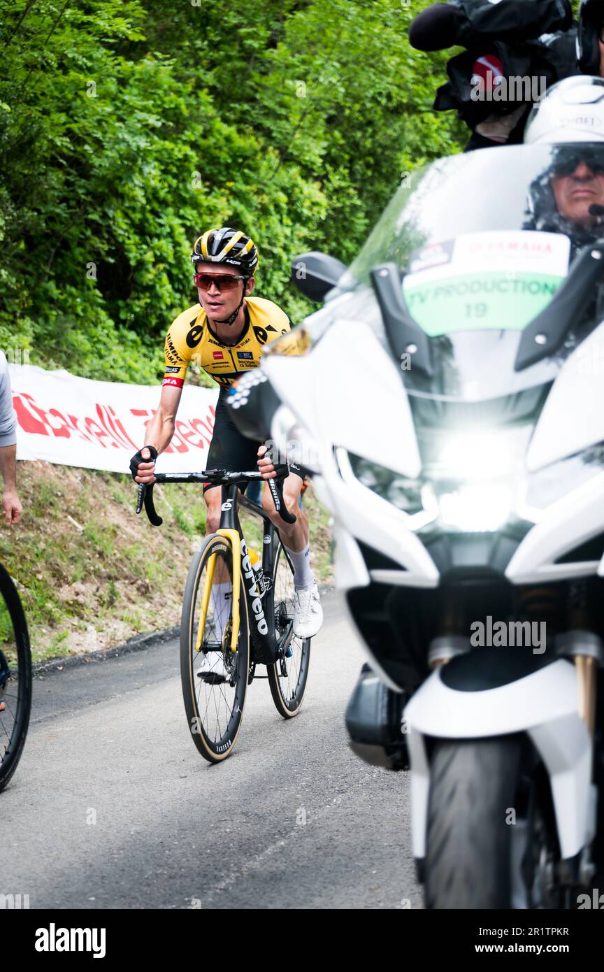 Italy, May 13, 2023: professional cyclists face the eighth stage of the ...