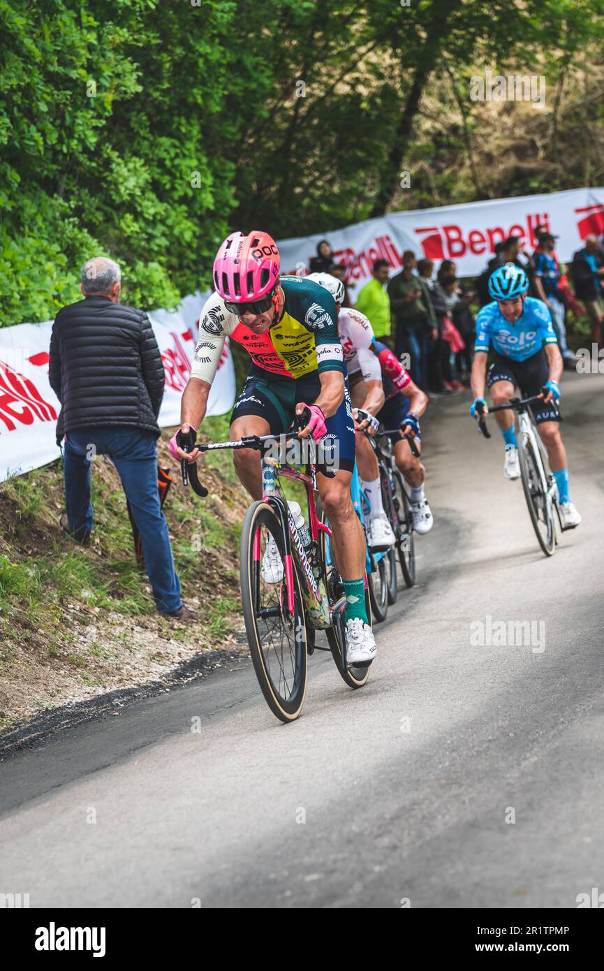 Italy, May 13, 2023: professional cyclists face the eighth stage of the ...